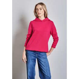 Hoodie Street One, Damen, Gr. 34, pink (power berry), Sweatware, 66% Polyester, 29% Viskose, 5% Elasthan, unifarben, normal, ohne Ausschnitt, Bündchen, Sweatshirts, mit elastischem Materialmix