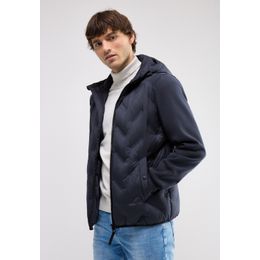 Steppjacke Street One MEN, Herren, Gr. L (42), nightshade blau, Stoff, Obermaterial: 100% Polyester; Ärmel: 57% Baumwolle, 43% Polyester, unifarben, casual, gerade normal, ohne Ausschnitt, Langarm Bündchen, Jacken, mit Kapuze mit Tunnelzugband