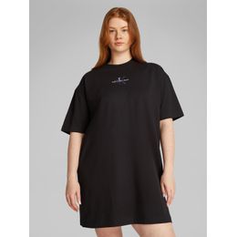 Shirtkleid "PLUS GRADIENT MONOLOGO TEE DRESS", Damen, Gr. 4XL (48), N-Gr, schwarz, Jersey, Obermaterial: 95% Baumwolle, 5% Elasthan, Calvin Klein Jeans Plus, unifarben, casual, regular fit mini, Rundhals, Kurzarm abgesteppt, Kleider, in großen Größen