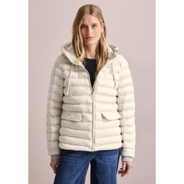 Steppjacke Cecil, Damen, Gr. L (42), beige (beige meringues), Stoff, Obermaterial: 100% Polyester, Füllung: 100% Polyester, unifarben, casual, gerade normal, ohne Ausschnitt, Langarm Bündchen, Jacken, mit Kapuze mit Tunnelzugband