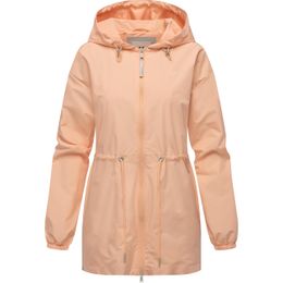 Outdoorjacke Ragwear "Monadissimo A YOUMODO", Damen, Gr. 4XL (48), orange (pfirsich), Obermaterial: 100% Polyester, Innenfutter: 100% Polyester, Basic, gerade Po-bedeckend, hoch geschlossener Ausschnitt, Langarm Ärmel ohne Ärmelschlitz elastischer Bund mit innenliegendem Gummizug, Jacken, Wasserdichte Übergangsjacke mit Kapuze