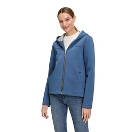 AMBER & JUNE Outdoorjacke AMBER & JUNE "Amber & June Übergangsjacke mit Kapuze", Damen, Gr. 34, blau (schwarz indigo), Obermaterial: 95% Viskose, 5% Elasthan., casual, gerade, Langarm, Jacken