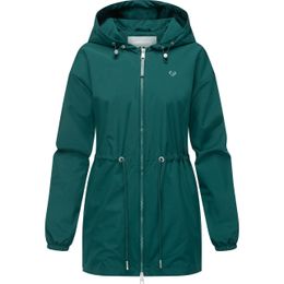 Outdoorjacke Ragwear "Monadissimo A YOUMODO", Damen, Gr. 4XL (48), blau (dunkeltürkis), Obermaterial: 100% Polyester, Innenfutter: 100% Polyester, Basic, gerade Po-bedeckend, hoch geschlossener Ausschnitt, Langarm Ärmel ohne Ärmelschlitz elastischer Bund mit innenliegendem Gummizug, Jacken, Wasserdichte Übergangsjacke mit Kapuze