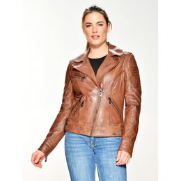 Lederjacke Maze "Colbynord", Damen, Gr. S, braun (cognac), 100% Leder, Ziege / Futter: 100% Baumwolle / Ärmelfutter: 100% Polyester, Jacken