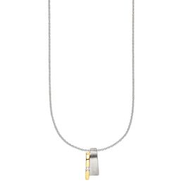 Kette mit Anhänger Bruno Banani "Schmuck Geschenk Silber 925 Halsschmuck Halskette Ankerkette", gold (silberfarben, gelbgoldfarben, weiß), Halsketten, Damen, Silber 925 (Sterlingsilber), L: 45cm, mit Zirkonia (synth.)