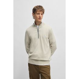 Rollkragenpullover BOSS Orange "Kanobix_S", Herren, Gr. XXL, beige (light beige271), Strick, Obermaterial: 95% Baumwolle, 5% Kaschmir, casual, regular fit, hoch geschlossener Ausschnitt, Langarm eingesetzt Strickbündchen mit Reißverschluss, Pullover, mit Ton-in-Ton Logo