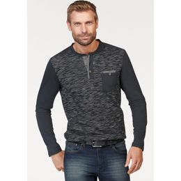 Longsleeve Arizona, Herren, Gr. M (48/50), grau (anthrazit), Single Jersey, Obermaterial: 100% Baumwolle. Ärmel: 100% Baumwolle. Besatz: 100% Baumwolle, meliert, casual, regular fit, Rundhals, Langarm, Shirts, Langarm, melierte Optik, Rundhalsausschnitt mit Knopfleiste, Topseller