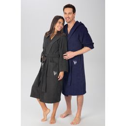 Unisex-Bademantel Bruno Banani "Robby, ideal für Sauna & Spa, Hotelbademantel, Morgenmantel" Gr. XS, blau (marine), L:120cm in Gr. XS, Walkfrottee, Hausmäntel, Damen & Herren Bademäntel, 100% Baumwolle, mit Taschen, S-3XL