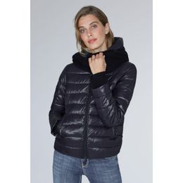 Winterjacke SOCCX, Damen, Gr. L, blau, Material: 100% Polyamid, Strick: 100% Polyacryl, Futter: 100% Polyester, Füllung: 100% Polyester, bedruckt, bestickt, casual, lässig geschnitten kurz, Langarm eingesetzt Rippbündchen, Jacken, mit abnehmbarem Schal