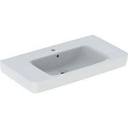 Geberit Renova Plan Aufsatz-Waschtisch 501728001 90x48cm, Hahnloch mittig, mit Überlauf, Ablagefläche, weiß