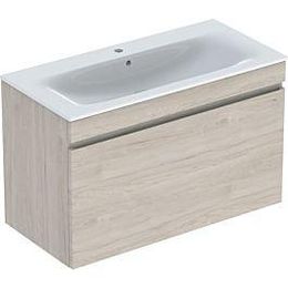 Geberit Renova Plan Möbel-Waschtisch-Set 501917008 100x62,2x48cm, Korpus nussbaum hell beschichtet, Waschtisch weiß/KeraTect