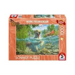 Schmidt Spiele Mark Fredrickson: Hundeliebe - gelber Labrador auf Fischjagd, Puzzle 1000 Teile