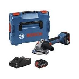 Bosch Akku-Winkelschleifer GWS 18V-8 Professional, 18Volt blau/schwarz, 2x Li-Ionen Akku 5,0Ah, in L-BOXX