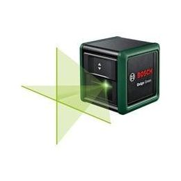 Bosch Kreuzlinienlaser Quigo Green, mit Klemme gr&uuml;n/schwarz, gr&uuml;ne Laserlinien, Reichweite 10 Meter