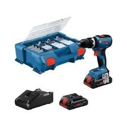 Bosch Akku-Schlagbohrschrauber GSB 18V-65 Professional, 18Volt blau, 2x Li-Ion Akku 4,0Ah, 82-teiliges Zubeh&ouml;r-Set in L-Case