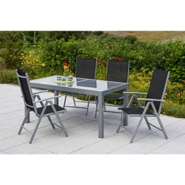 Merxx Tischgruppe Amalfi, 5-tlg schwarz, Tisch 120/180 x 90 cm
