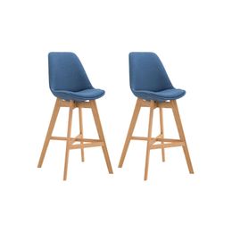 CLP 2er Set Barhocker Cannes Stoff-Bezug I Thekenhocker mit Eichenholz-Gestell