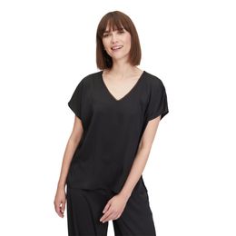 Satinbluse Vera Mont "Vera Mont Satin-Bluse mit V-Ausschnitt", Damen, Gr. 38, schwarz, Satin, Obermaterial: 100% Polyester. Besatz: 100% Polyester., casual, oversize normal, V-Ausschnitt, Kurzarm, Blusen