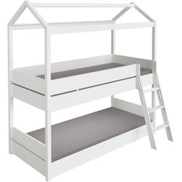 Hausbett Paidi "TINY HOUSE Etagenbett", weiß (kreideweiß), B:135cm H:215cm L:210cm, Betten