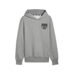 Hoodie Puma "Posterize Basketballhoodie Herren", Herren, Gr. L, grau (medium gray heather), Obermaterial: 66% Baumwolle, 34% Polyester; Kapuzenfutter: 100% Baumwolle; Rippe: 2% Elasthan, 98% Baumwolle, relaxed fit, Rundhals, Langarm, Sweatshirts