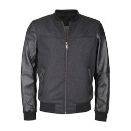 Blouson Maze "42023047", Herren, Gr. L, schwarz (schwarz, anthra), Obermaterial Body: 60% Wolle, 32% Polyester, 3% Viscose, 3% Nylon, 2% Acrylic / Obermaterial Ärmel: 100% Leder, Lamm / Futter: 100% Baumwolle/ Wattierung: 100% Polyester/ Ärmelfutter: 100% Polyester/ Bündchen: 100% Polyester, ohne Bündchen, Jacken