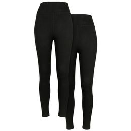 Leggings Urban Classics "Urban Classics Damen Ladies High Waist Jersey Leggings 2-Pack", Damen, Gr. L, US-Größen, schwarz (schwarz, schwarz), 95% Baumwolle, 5% Elasthan, unifarben, skinny fit, Hosen