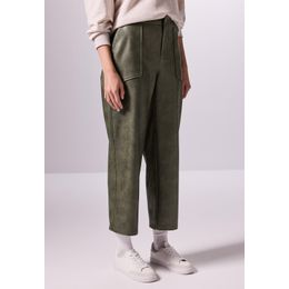 Lederimitathose Street One, Damen, Gr. 34, Länge 28, dull kale grün, Stoff, 100% Polyurethan, unifarben, casual, comfort fit knöchelfrei, Hosen, in Leder-Optik