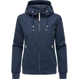 Outdoorjacke Ragwear "Oggie YOUMODO", Damen, Gr. L (40), blau (dunkelblau), Obermaterial: 100% Polyester, Innenfutter: 100% Polyester, Basic, gerade hüftbedeckend, hoch geschlossener Ausschnitt, Langarm Ärmel ohne Ärmelschlitz Bündchen mit Windstopper, Jacken, Wasserdichte und atmungsaktive Übergangsjacke