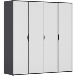 Drehtürenschrank Rauch, B:187cm H:194cm T:53cm, grau, Holzwerkstoff, Schränke, "Kleiderschrank Schrank Garderobe Wäscheschrank NARAI viel Stauraum",