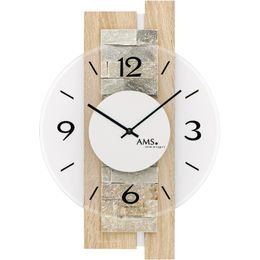 AMS Wanduhr "W9542", B/H/L: 6cm x 40cm x 28cm, braun, Wanduhren, Quarzuhr,Holz,Wohnzimmer,Esszimmer,Küche,Made in Germany,Büro,Flur