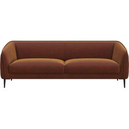 3-Sitzer FLEXLUX, B:218cm H:74cm T:89cm, braun, 100% Polyester, Sofas, "Belle Designsofa, Couch, bequem durch Kaltschaum im Sitz", Skandinavisches