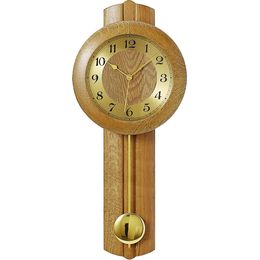AMS Damen Funk-Pendelwanduhr "F5165/4", B/H/L: 25cm x 10cm x 62cm, braun, Wanduhren, Quarzuhr,Holz-/Glasgeh&auml;use, Eiche,Esszimmer,Wohnzimmer,Made in