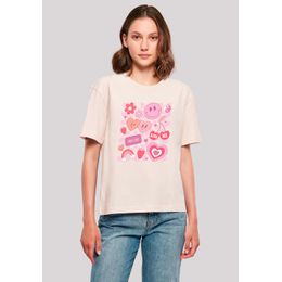 F4NT4STIC Damen T-Shirt "Retro Valentinstag Herz Rainbow Fruits", pink, Gr. M, Obermaterial: 100% Baumwolle, Shirts, Premium Qualität