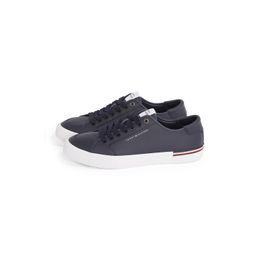 Tommy Hilfiger Herren Sneaker "CORE CORPORATE VULC LEATHER", Gr. 45, blau, Leder, Lederimitat, Schuhe, Freizeitschuh, Halbschuh, Schnürer mit