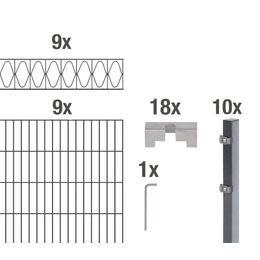 Alberts Doppelstabmattenzaun "Eleganz", H/L: 120cm x 18m, Pfosten: 10 Stk., grau, Zaunelemente, anthrazit, Höhe: 100-160cm, Gesamtlänge: 10-20m, zum