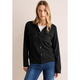 Cecil Damen Cardigan, schwarz, Gr. XL, unifarben, Stoff, 70% Viskose, 25% Polyamid, 5% Elasthan, Strickjacken, mit Brusttaschen