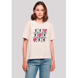 F4NT4STIC Damen T-Shirt "Valentinstag Herz Tic Tac Toe", pink, Gr. M, Obermaterial: 100% Baumwolle, Shirts, Premium Qualit&auml;t