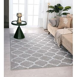 L&auml;ufer MERINOS, B:80cm H:12mm L:300cm, grau, Polyester, Flur, Teppiche, "Studio 28262", Hoch Tief Effekt, modernes Skandic Design