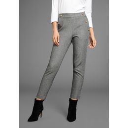 Laura Scott Damen Schlupfhose, grau, Gr. 38, meliert, Web, Obermaterial: 98% Polyester, 2% Elasthan, Hosen, mit goldfarbenen Zierkn&ouml;pfen