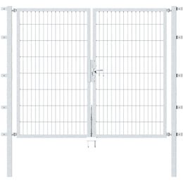 Alberts Zaundoppeltür "Flexo", B/H: 200cm x 160cm, silber, Tore, 200 cm Breite, in versch. Höhen