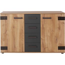Kombikommode wimex, B:130cm H:83cm T:41cm, grau, Kunststoff, Schlafzimmer, Sideboards, "Malmö, Schrank mit 2 Türen und 4 Schubladen, Made in