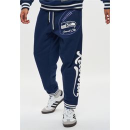 Recovered Herren Sweathose "NFL Seahawks Emerald City", blau, Gr. L, bedruckt, 100% Baumwolle, Hosen, mit gestreiften B&uuml;ndchen
