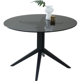 Esstisch Stolkom, H:76cm, schwarz, Garten, Tische, "Leano Glastisch rund schwarz, Esszimmertisch BxH 110x76 cm", Sicherheitsglas Bruchsicher, Water