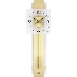 AMS Pendelwanduhr "W7301", B/H/L: 22cm x 7cm x 68cm, gold, Wanduhren, Quarzuhr, Holz-/Metallgehäuse,Esszimmer,Wohnzimmer,Made in Germany