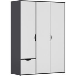 Drehtürenschrank Rauch, B:140cm H:194cm T:53cm, grau, Holzwerkstoff, Schränke, "Kleiderschrank Schrank Garderobe Wäscheschrank NARAI mit Schubladen",
