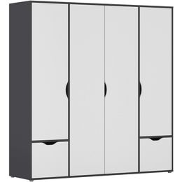Drehtürenschrank Rauch, B:187cm H:194cm T:53cm, grau, Holzwerkstoff, Schränke, "Kleiderschrank Schrank Garderobe Wäscheschrank NARAI mit Schubladen",