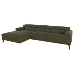 Ecksofa Places of Style "Carlo", grün (olive), B:285cm H:74cm T:171cm, Sofas, Kopfteilverstellung