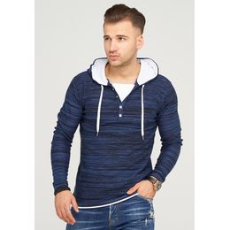 behype Herren Kapuzensweatshirt "JOSHA", blau, Gr. S, meliert, 50% Baumwolle, 50% Polyacryl, Sweatshirts, in melierter Optik