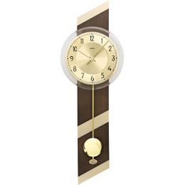 AMS Pendelwanduhr "W7412", B/H/L: 23cm x 8cm x 69cm, gold, Wanduhren, Quarzuhr,Holzgehäuse,Esszimmer,Wohnzimmer,Made in Germany