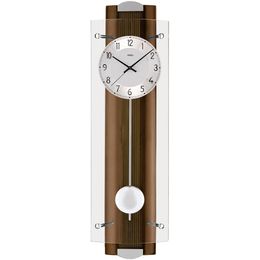 AMS Damen Funk-Pendelwanduhr "F5259/1", B/H/L: 17cm x 66cm, braun, Wanduhren, Quarz,Holz,Buche nussbaumfarben,diamantgedrehtes Zifferblatt,Flur